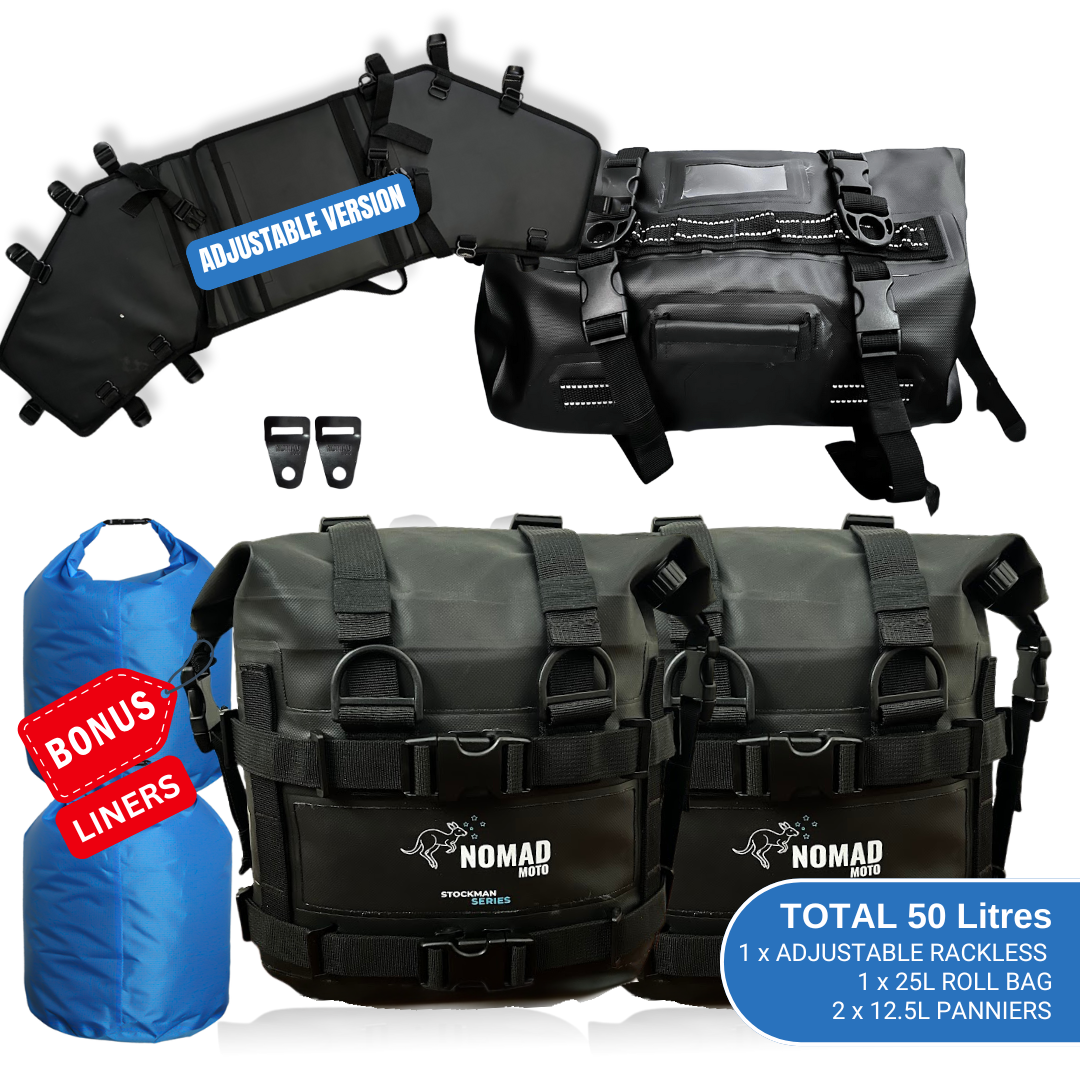NOMAD MOTO Rackless 50L Waterproof Soft Luggage for ADV