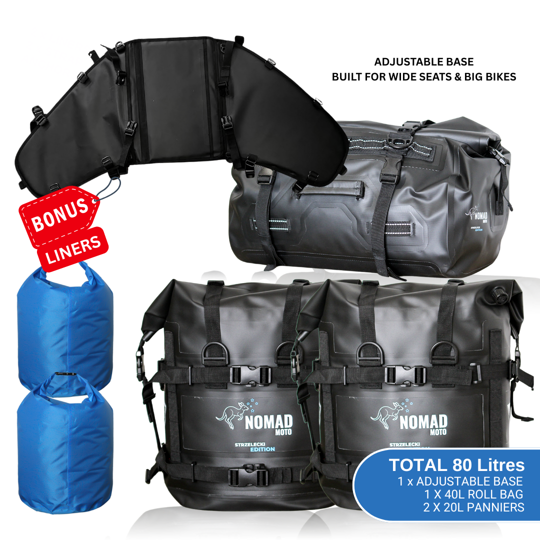 Rackless 80L Waterproof Soft Luggage Adjustable | Shop from NOMAD MOTO