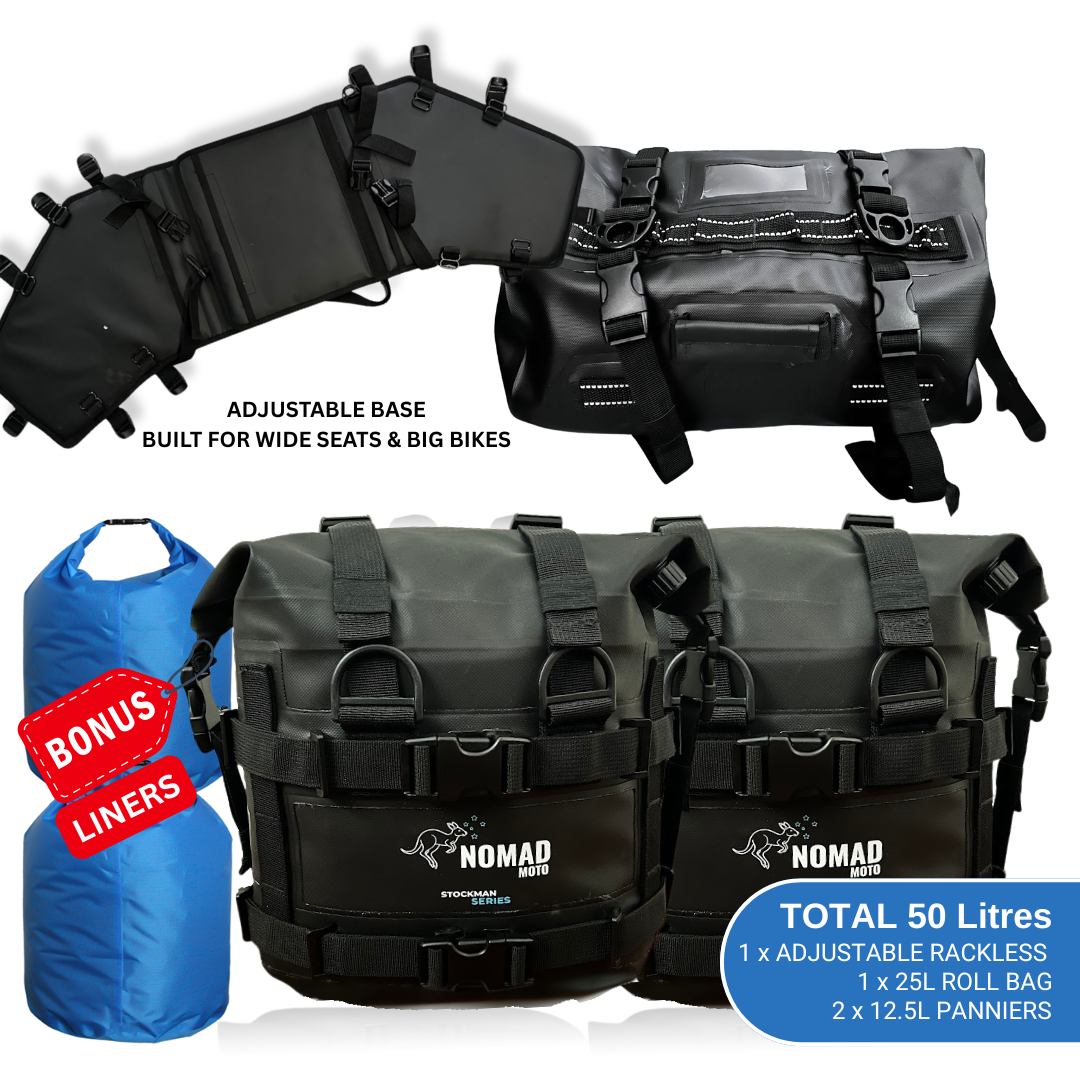 NOMAD MOTO Rackless 50L Waterproof Soft Luggage for ADV